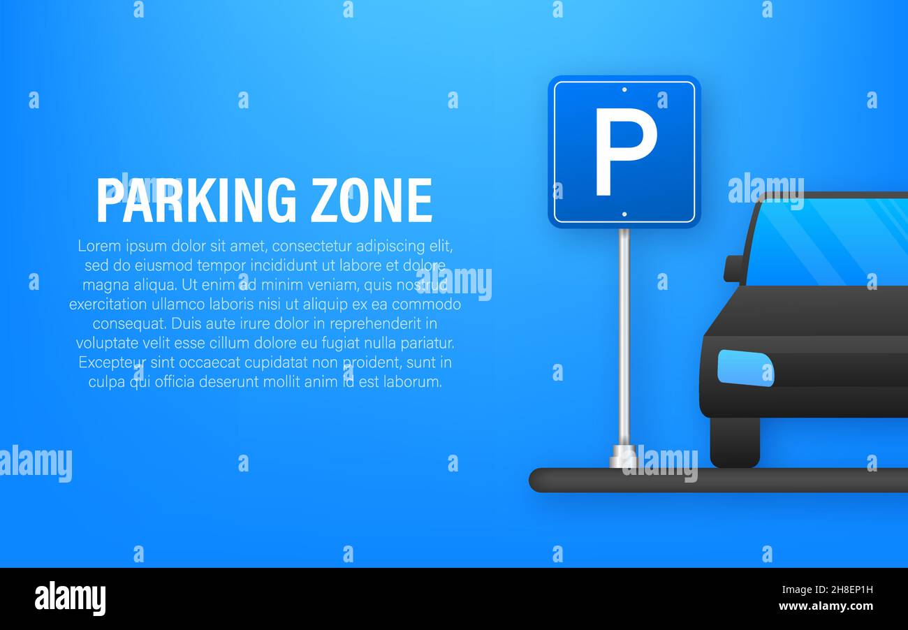 Template with blue parking. Logo, icon, label. Parking on white ...