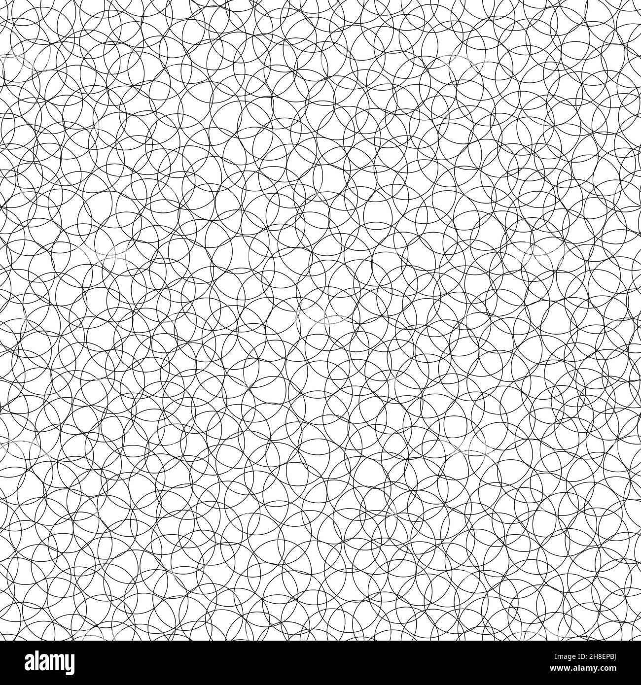 Tangled background of thin black outline overlapping circles Stock ...