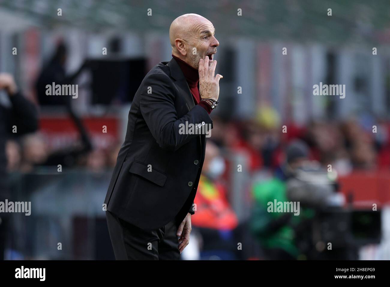 San Siro stadium, Milan, Italy, November 28, 2021, Stefano Pioli (AC ...