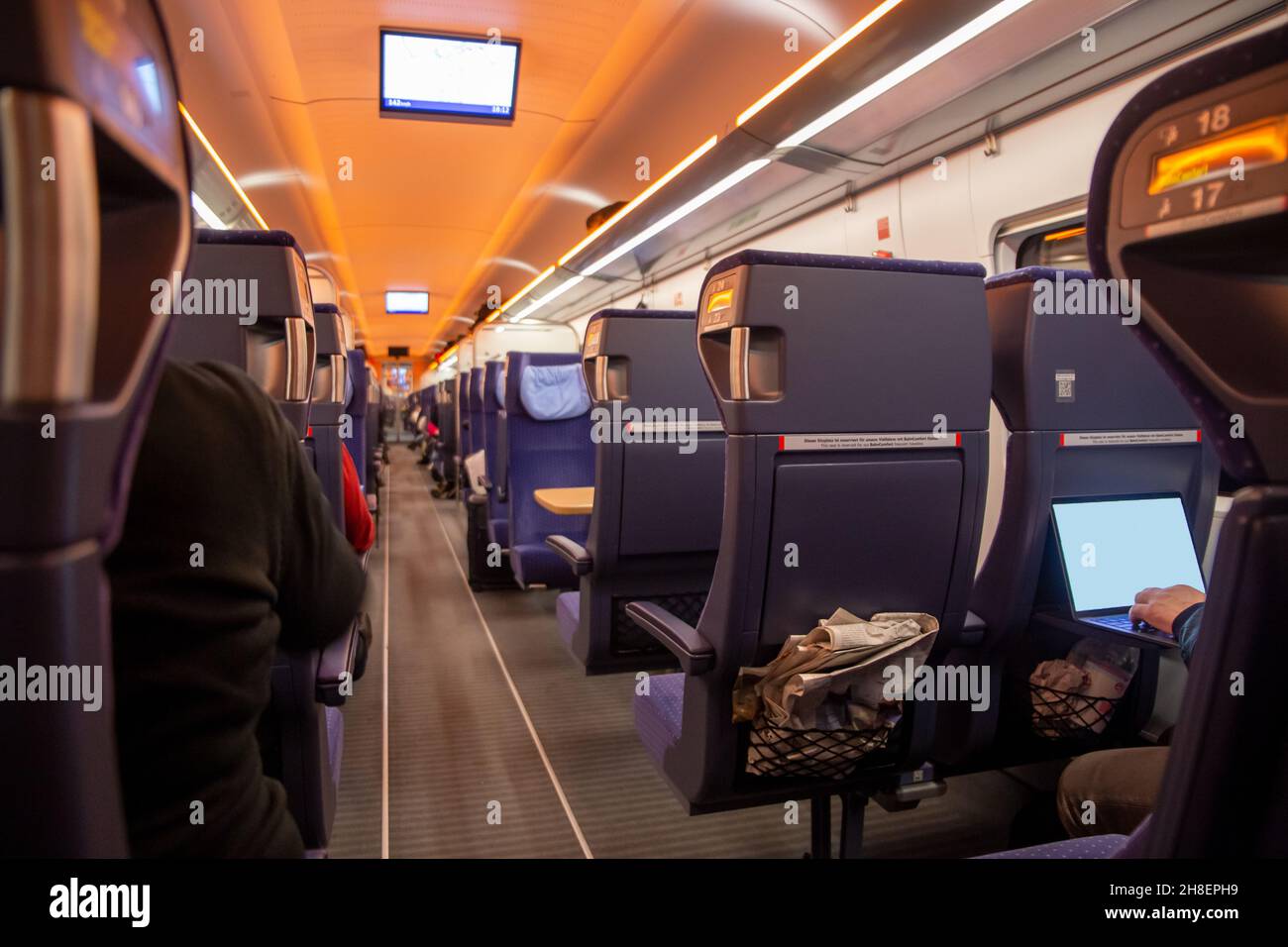 Train in motion in the dark, interior shot Stock Photo - Alamy