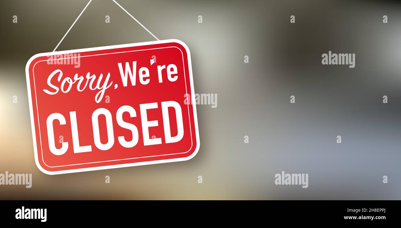 Sorry closed sign on door Stock Vector Images - Alamy