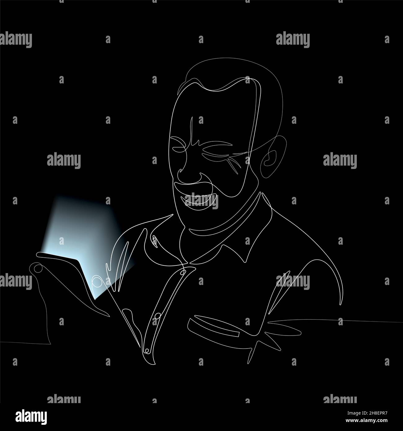 Smiling using phone Stock Vector Images - Alamy
