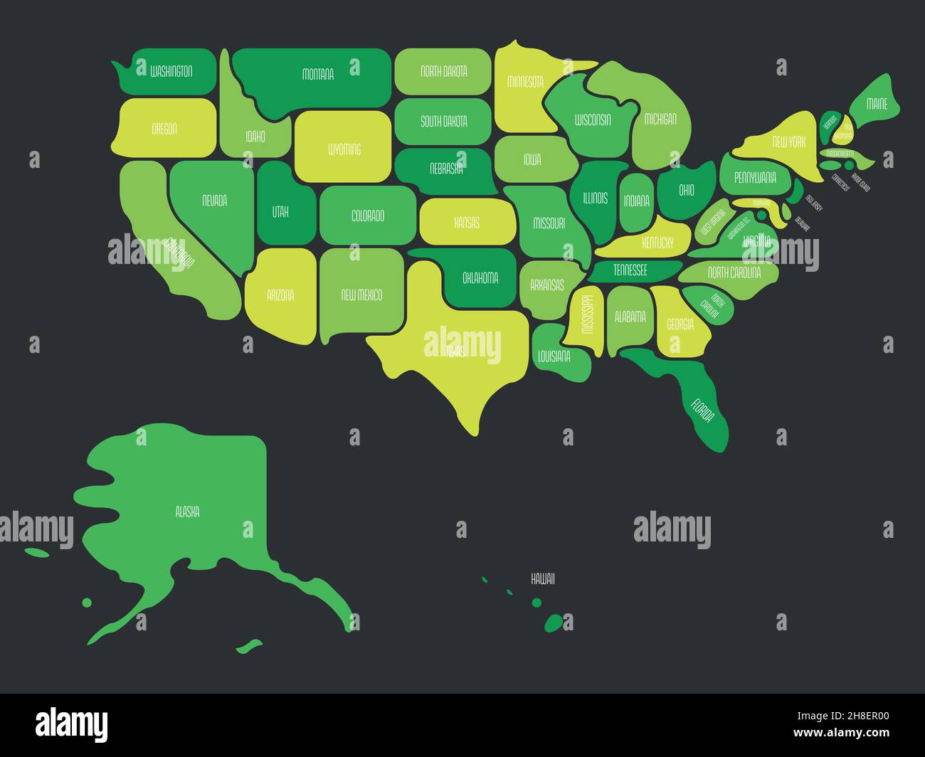 Green simplified map usa hi-res stock photography and images - Alamy