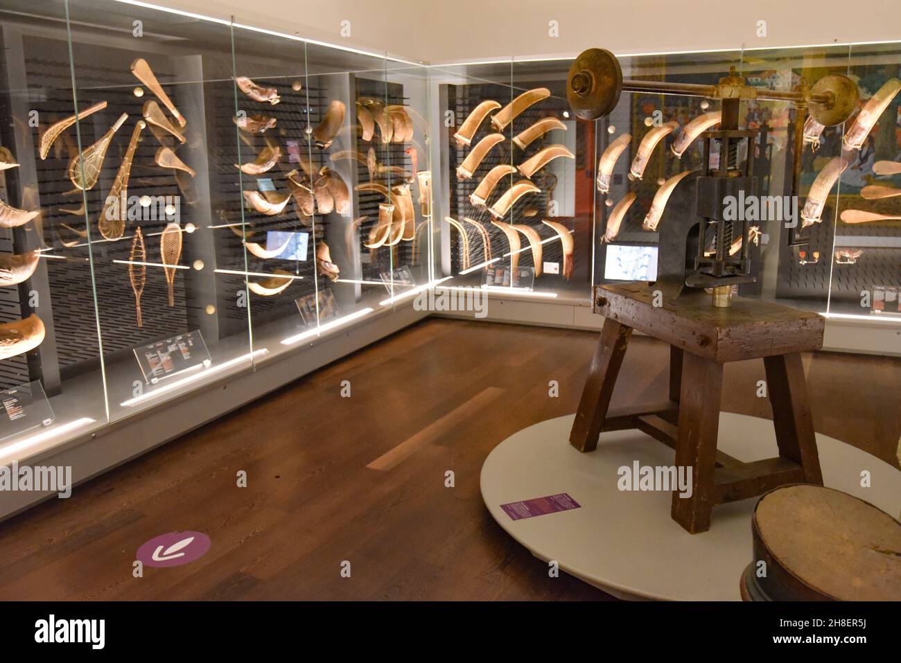 Bayonne, France - 30 Oct, 2021: Traditional Pelota artifacts on display ...