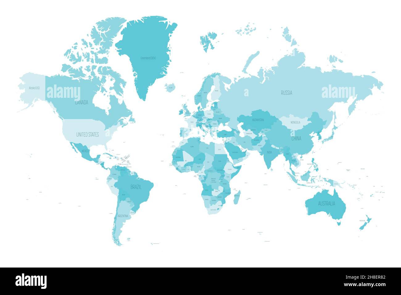 Blue political map of World Stock Vector Image & Art - Alamy