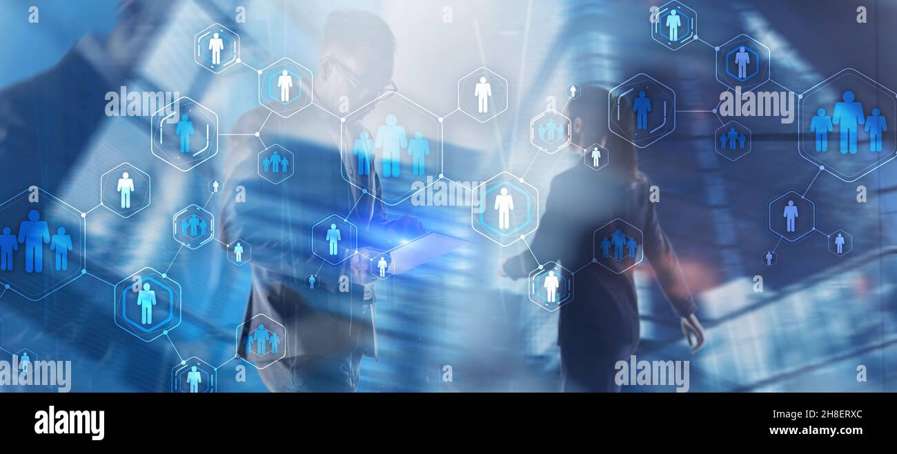 Human Resources Recruitment People Concept. Modern double exposure ...
