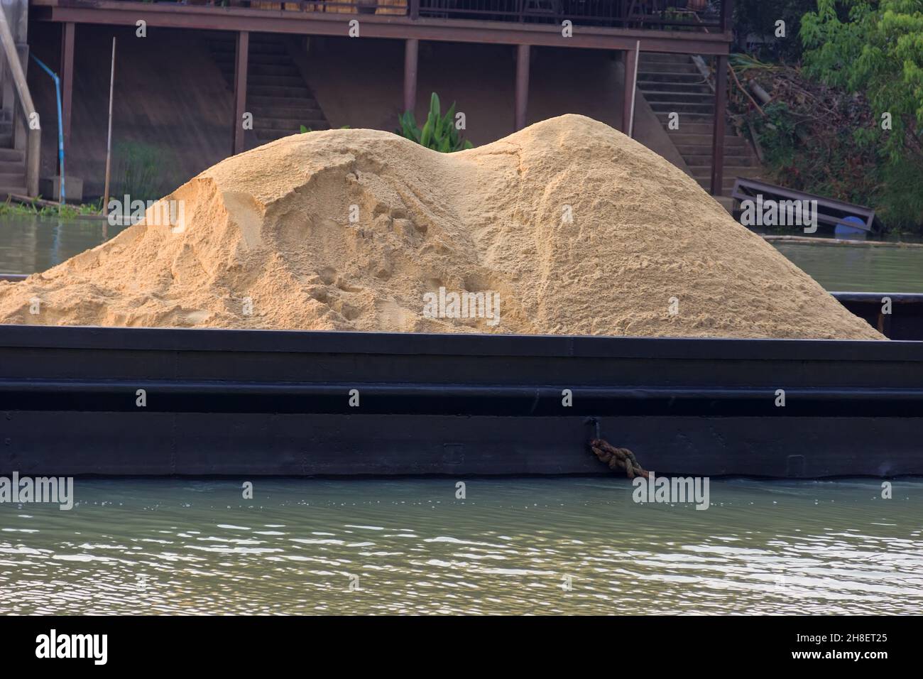 Thailand river shipping. Traffic of vessels and small private boats on ...