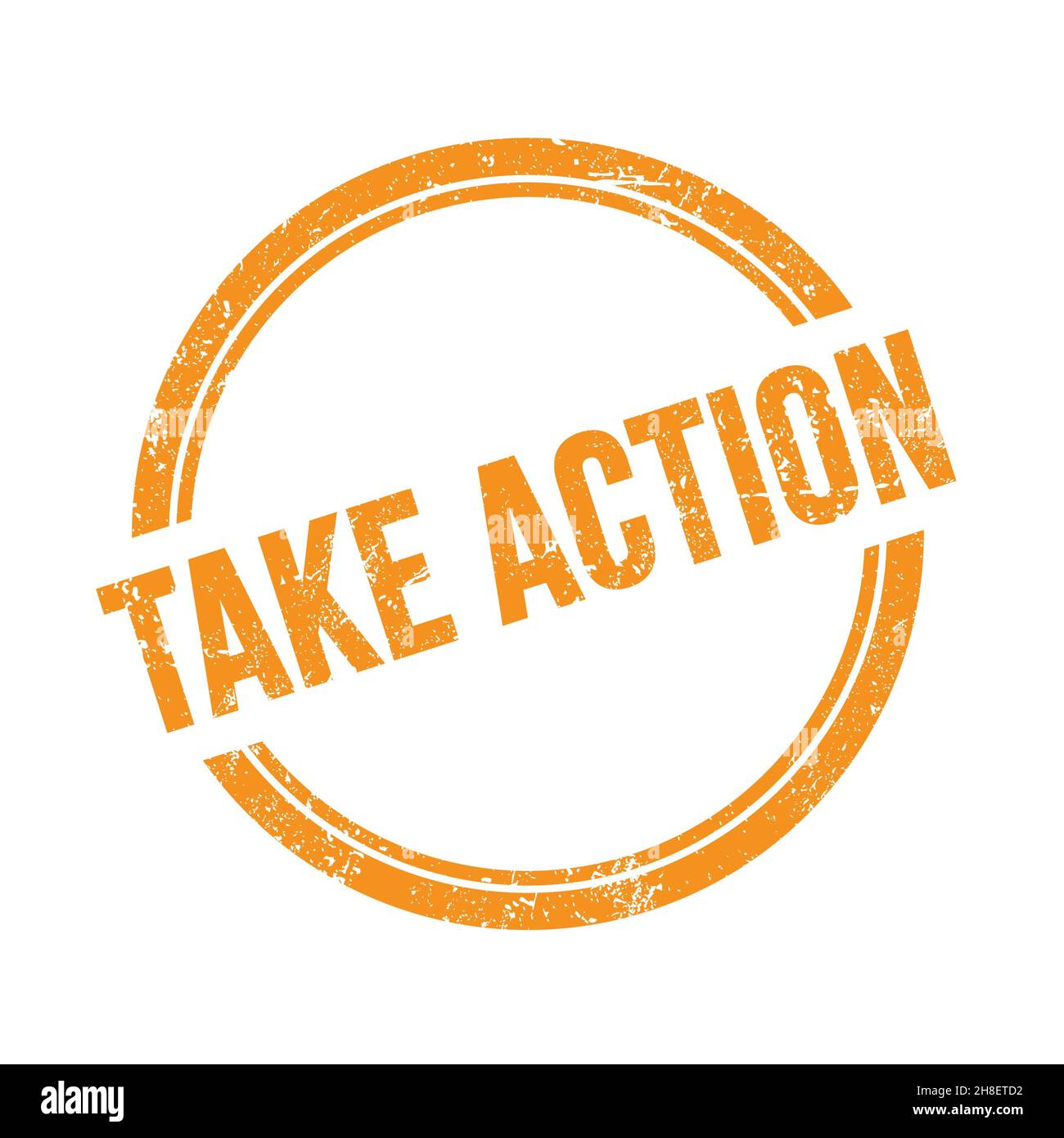 TAKE ACTION text written on orange grungy vintage round stamp Stock ...