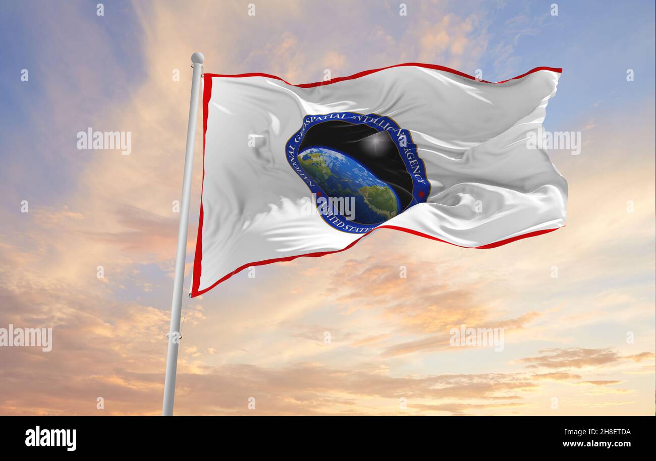 Minsk, Belarus - May, 2021: flag of United States National Geospatial ...