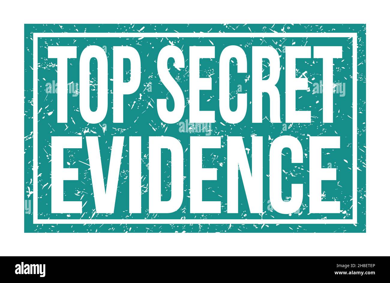 TOP SECRET EVIDENCE, words written on blue rectangle stamp sign Stock ...