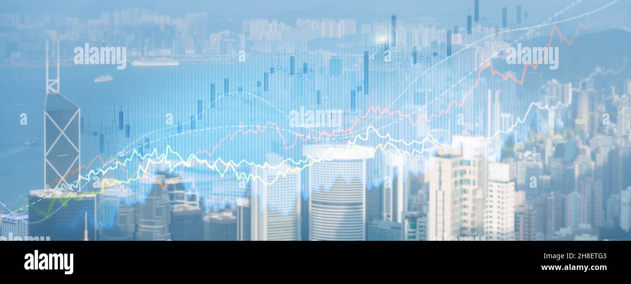 Smart city and stats concept with growing digital graphs and diagram on ...