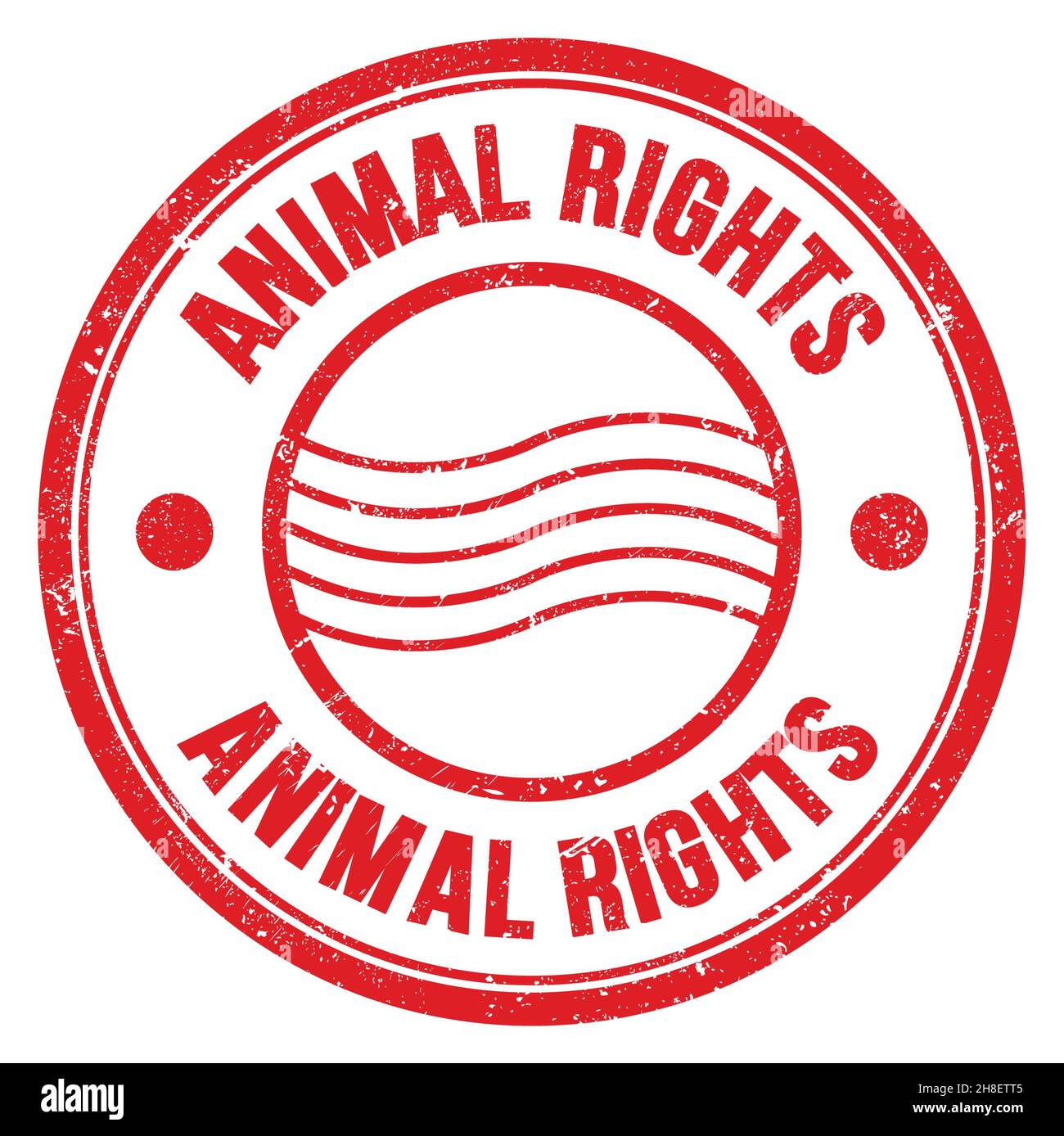 ANIMAL RIGHTS word written on red round postal stamp sign Stock Photo ...