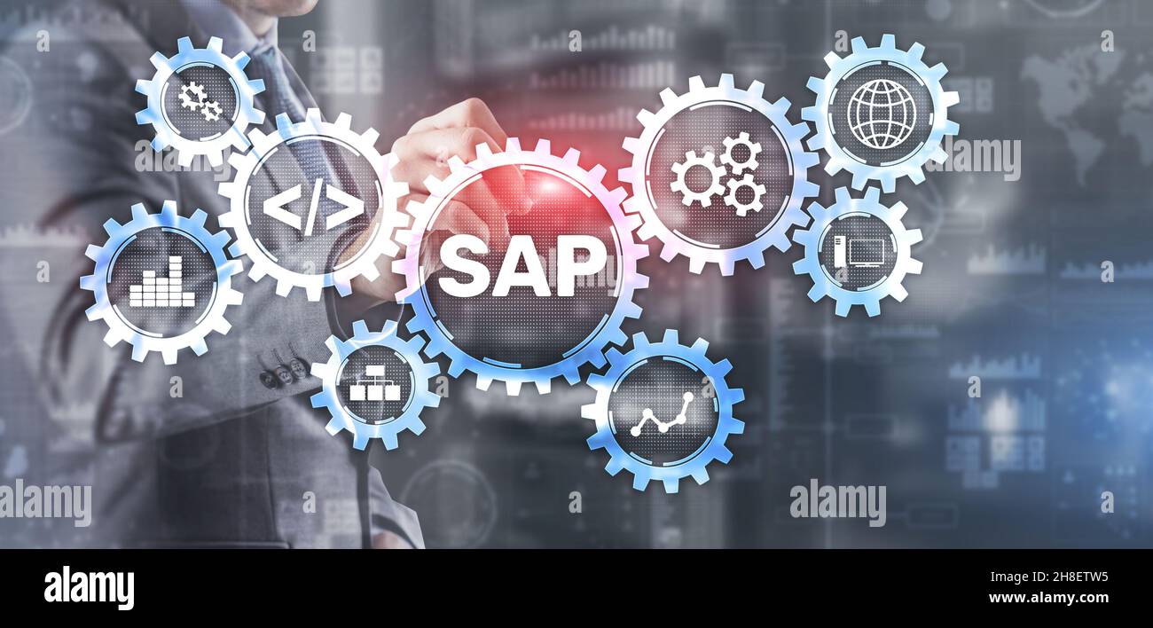 SAP System Software Automation concept on virtual screen Stock Photo ...