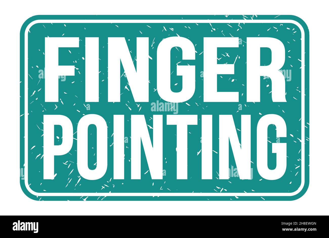 FINGER POINTING, words written on blue rectangle stamp sign Stock Photo ...