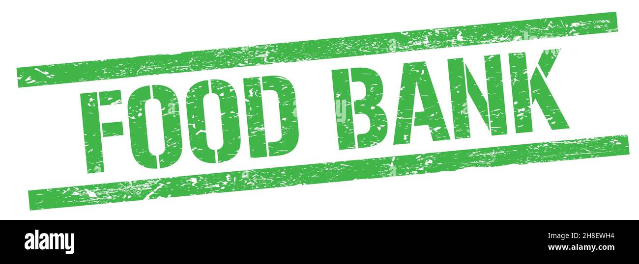 FOOD BANK text on green grungy rectangle stamp sign Stock Photo - Alamy