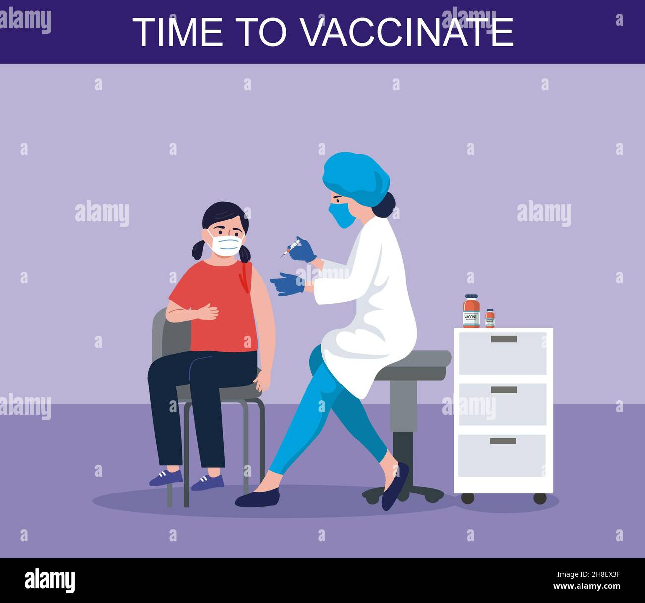 Time to vaccinate illustration of a doctor making injection to a ...