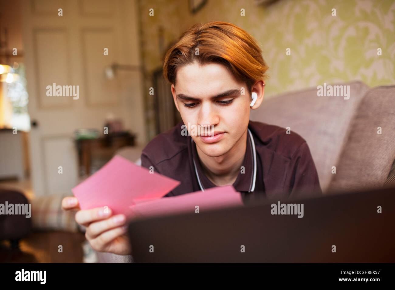 Teen boy studying on laptop hi-res stock photography and images - Alamy