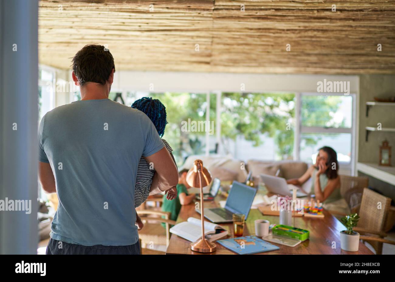 Freelancer girl working home hi-res stock photography and images - Alamy