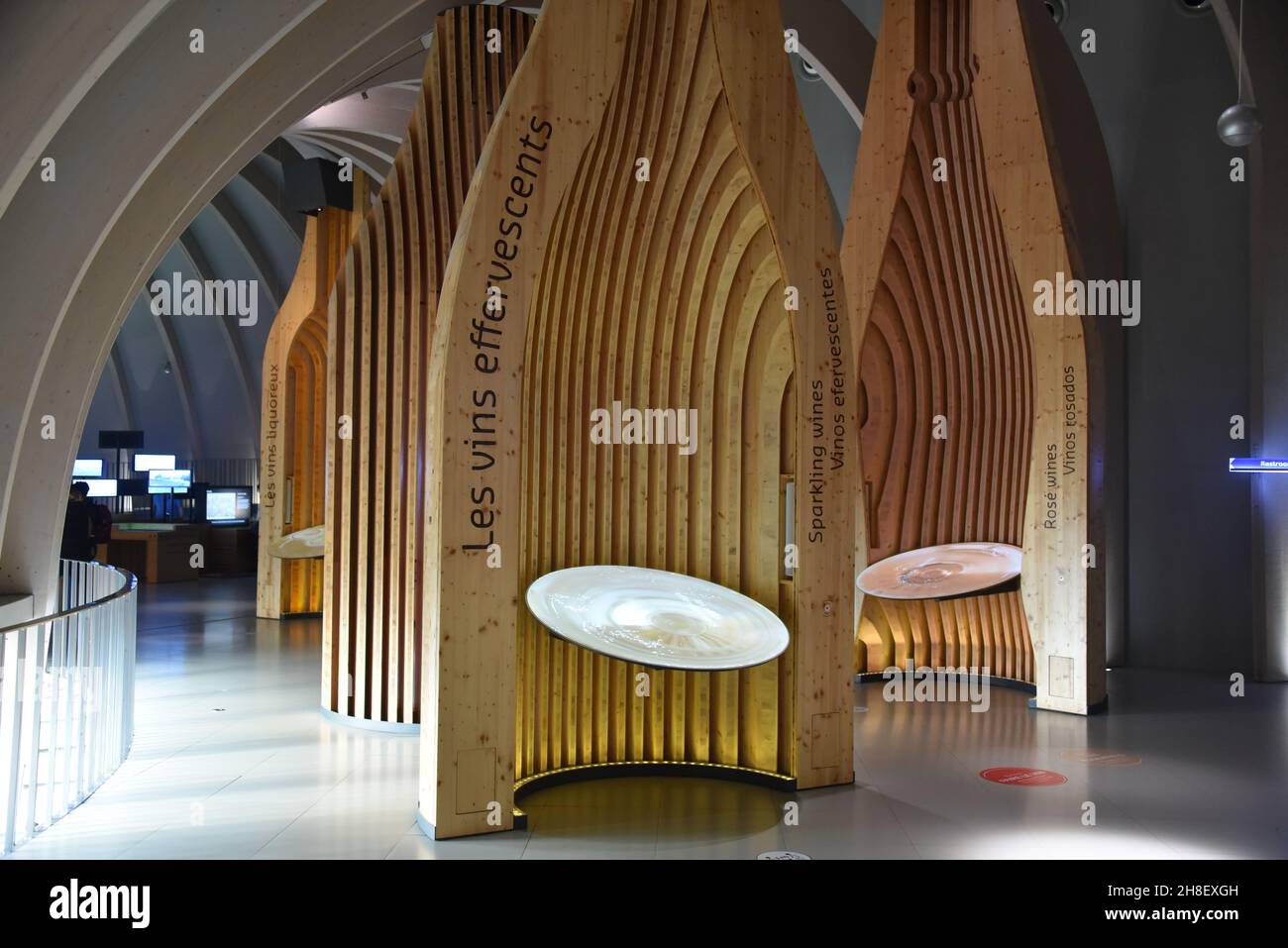Bordeaux, France - 7 Nov, 2021: Wine exhibits inside the Cite du Vin ...