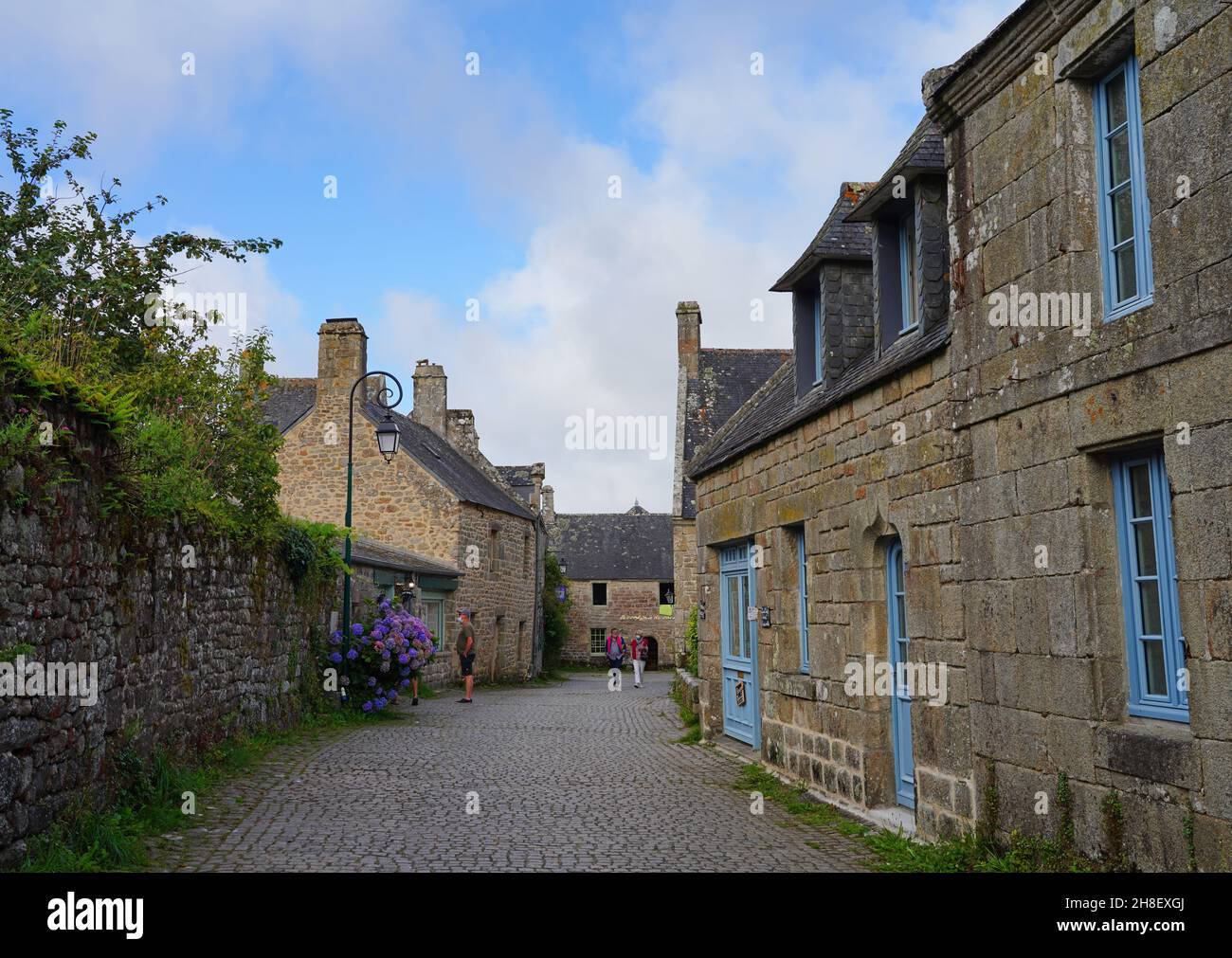LOCRONAN, FRANCE -13 AUG 2021- View of Locronan, a historic stone ...