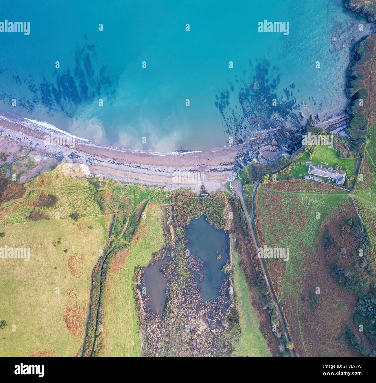Top Down view of Man Sands, Kingswear, Brixham, Devon, England, Europe ...