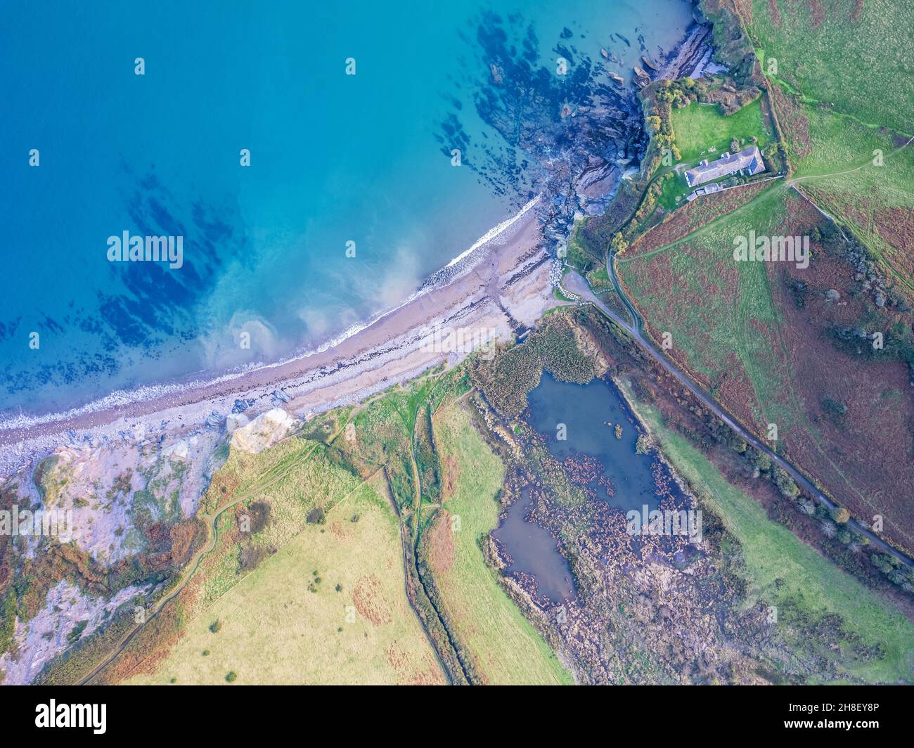 Top Down view of Man Sands, Kingswear, Brixham, Devon, England, Europe ...