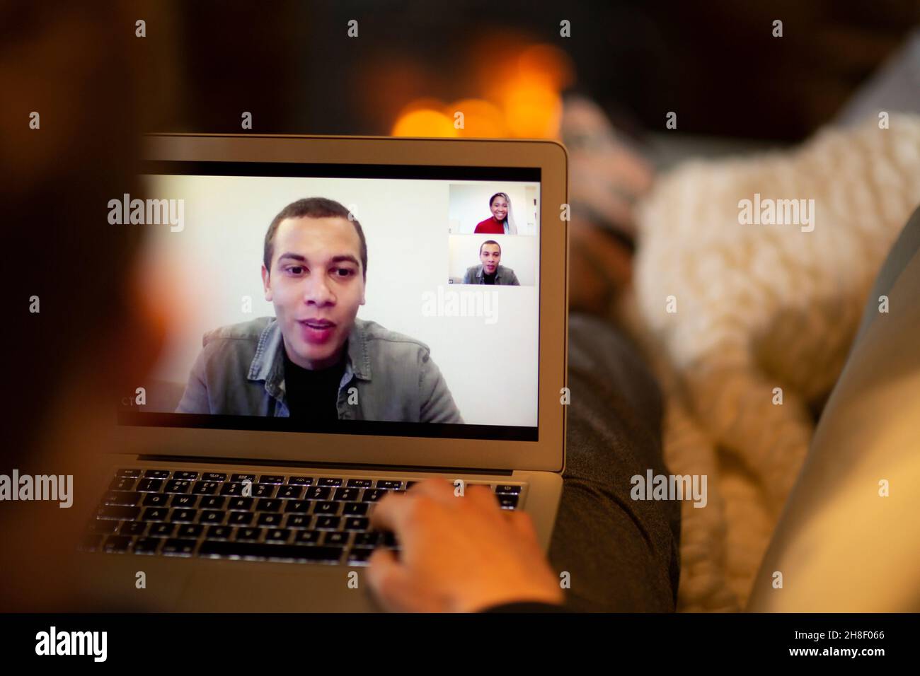 Business people video chatting on laptop screen Stock Photo - Alamy