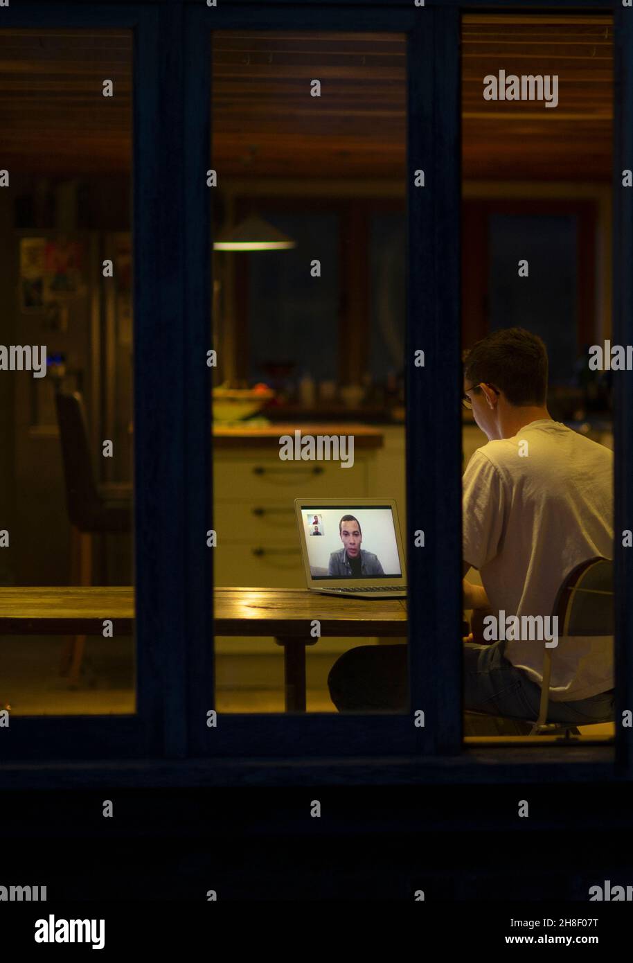 Video conferencing dark night hi-res stock photography and images - Alamy