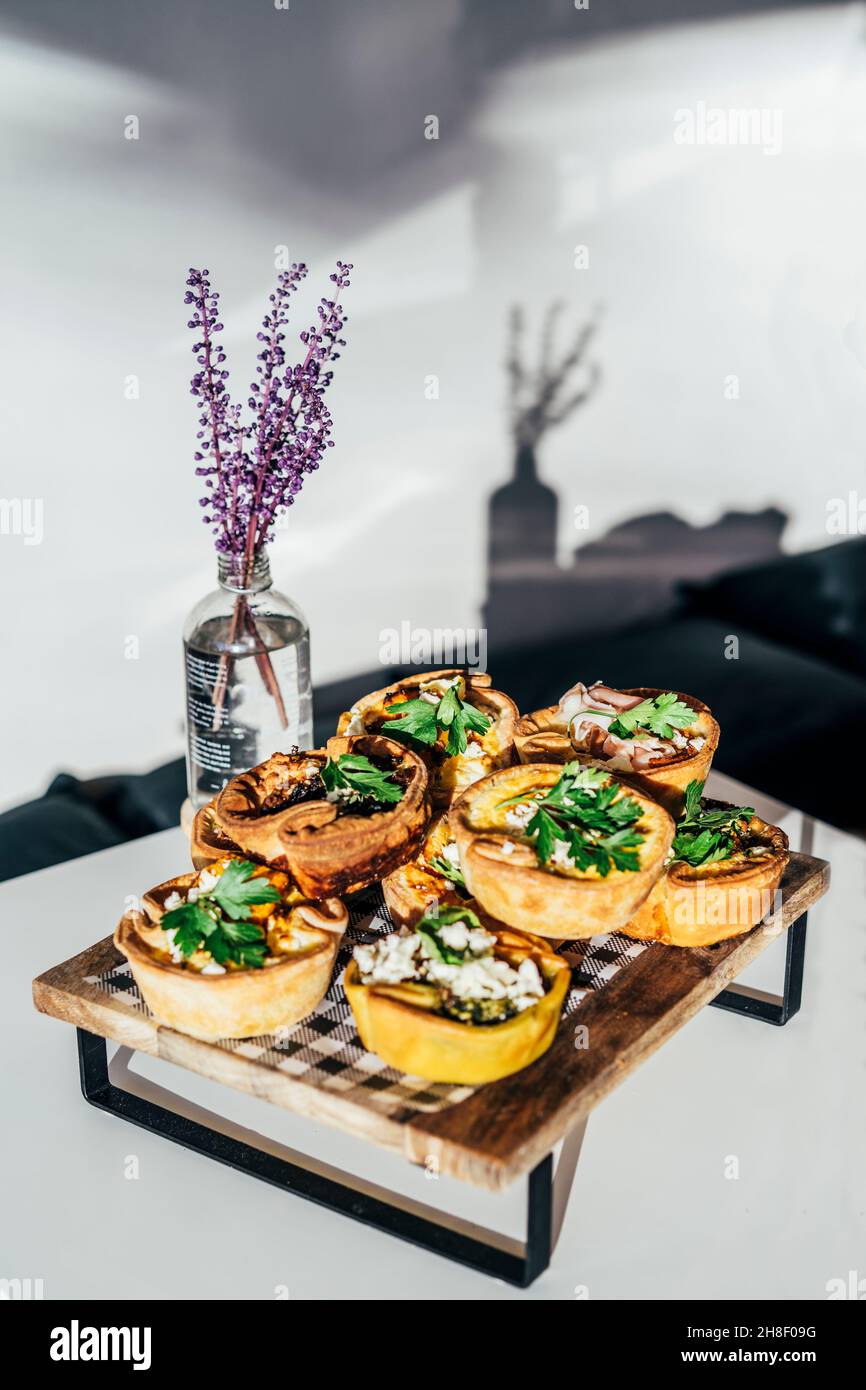 Still life mini savory pastries Stock Photo - Alamy