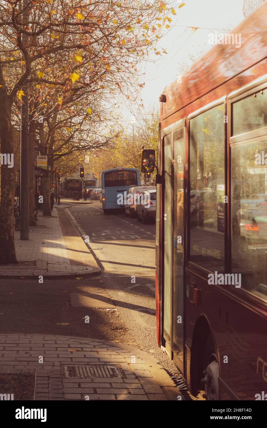 Public Transport a bus is waiting for passengers at the bus stop Stock ...