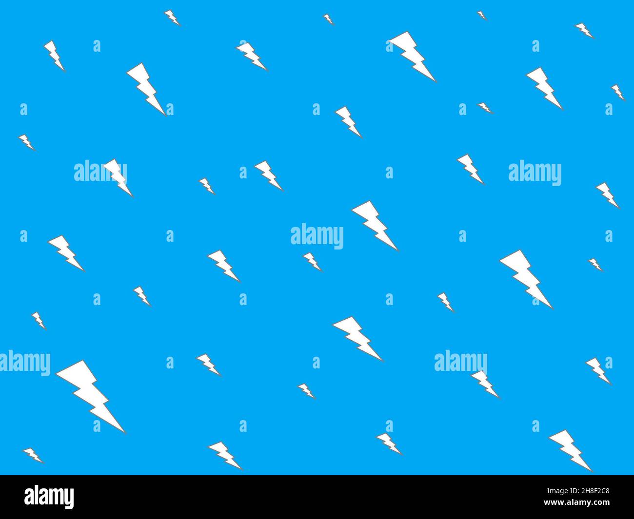 White lightning flashes of various sizes on a blue background. Wrapping ...