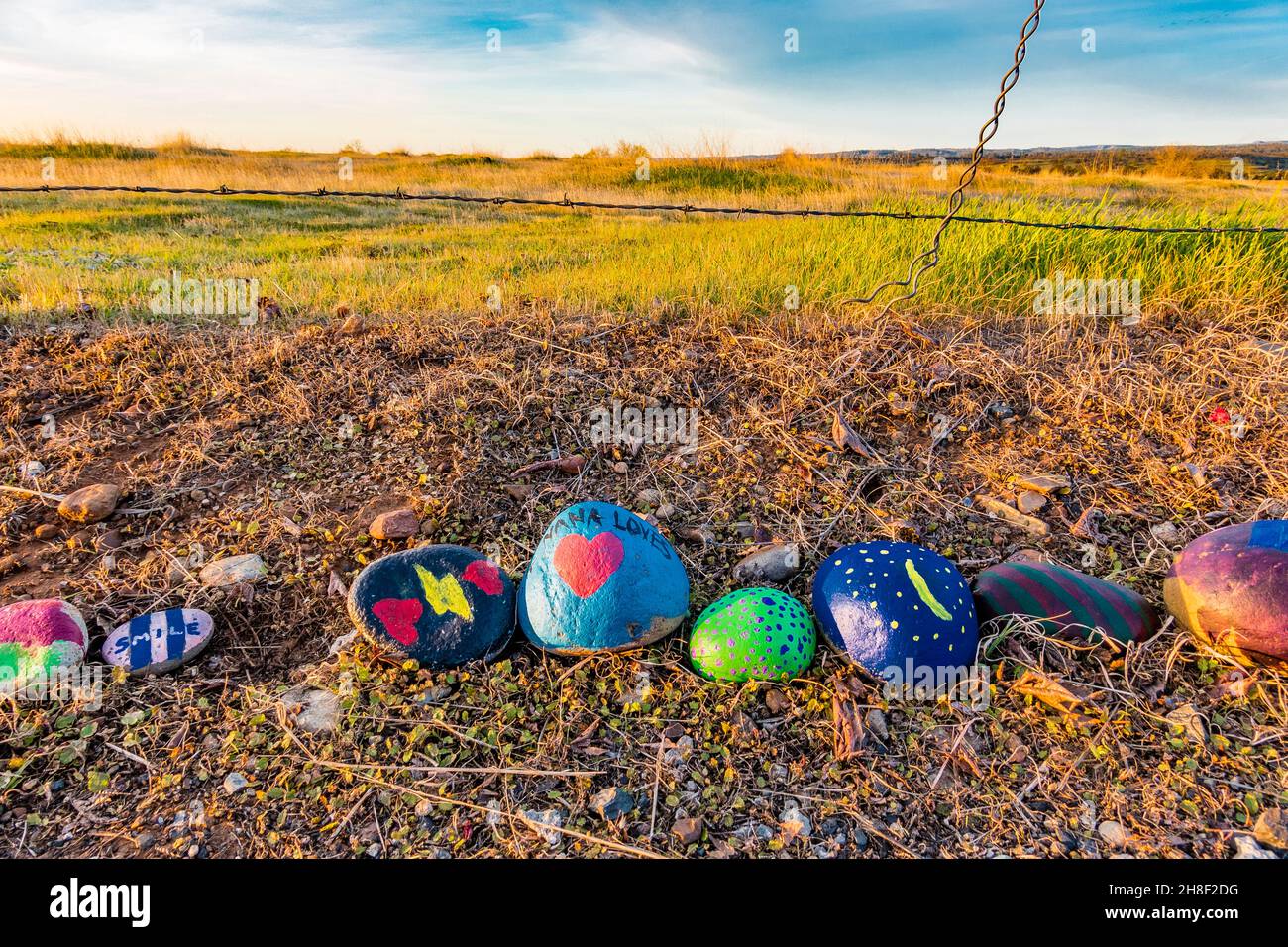 A group of painted rocks along a pathway Stock Photo - Alamy