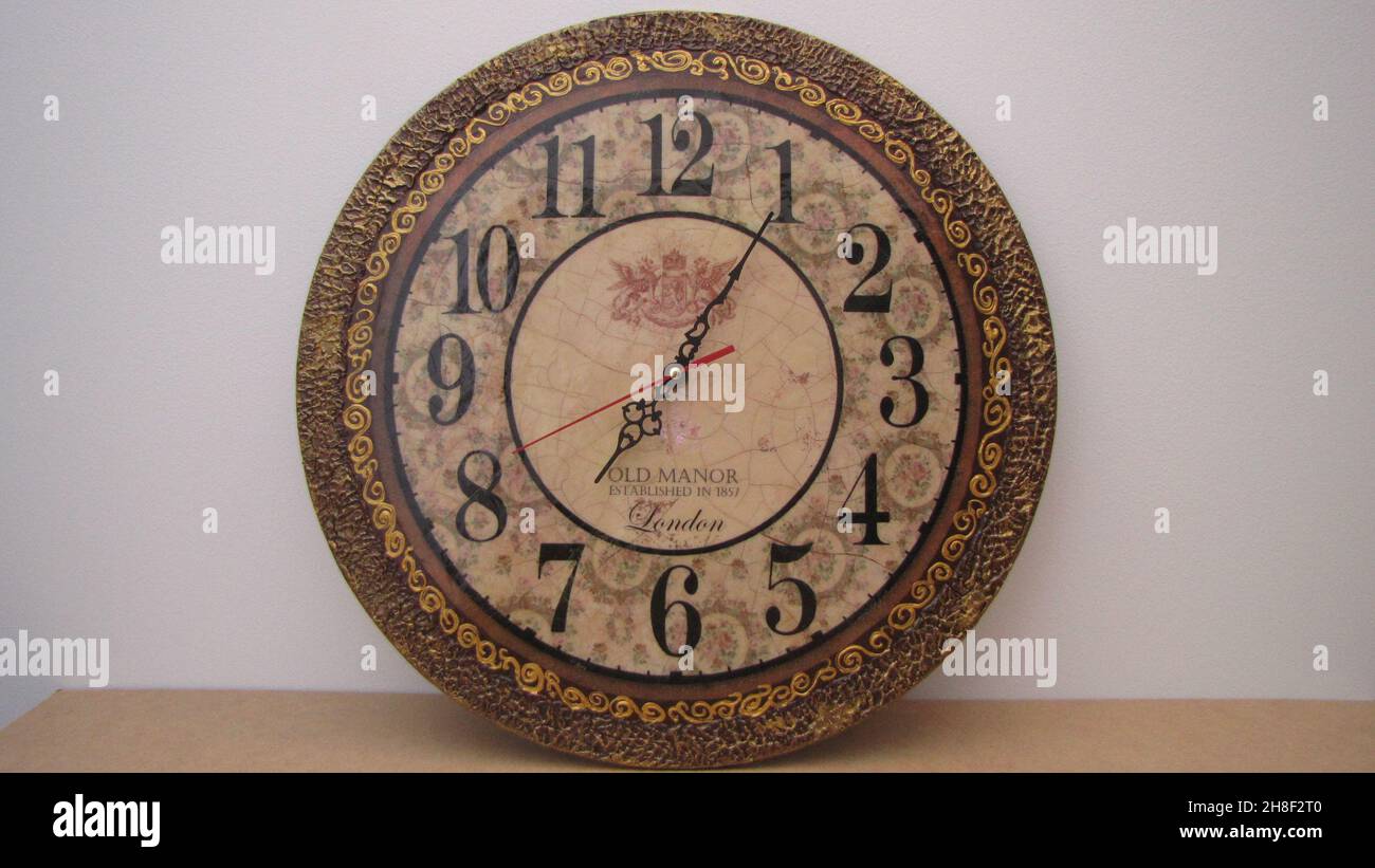 Old round wall clock Stock Photo - Alamy