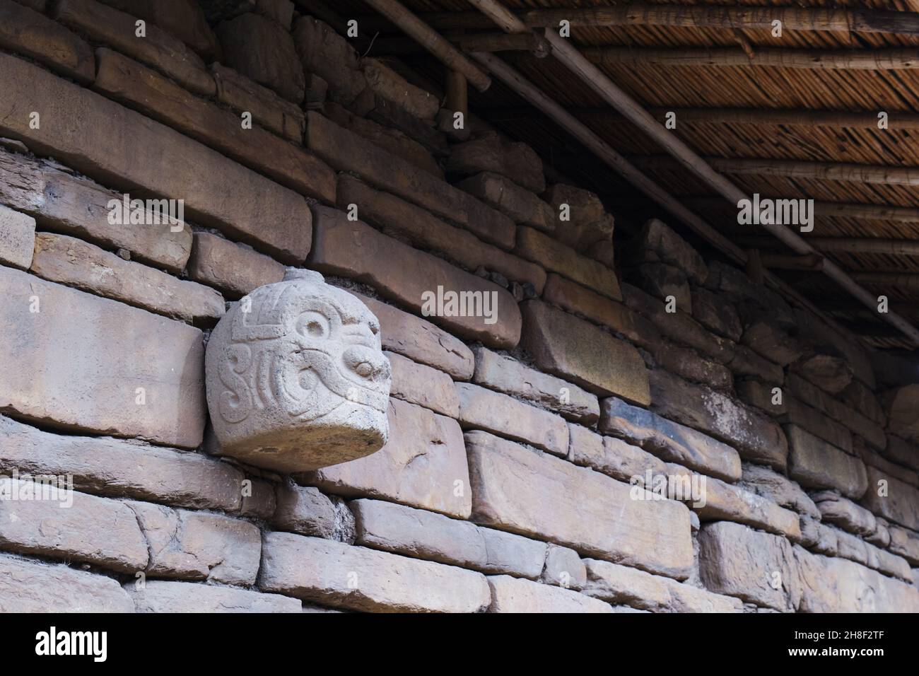 Chavin de Huantar temple complex, Ancash province, Peru. The photograph ...