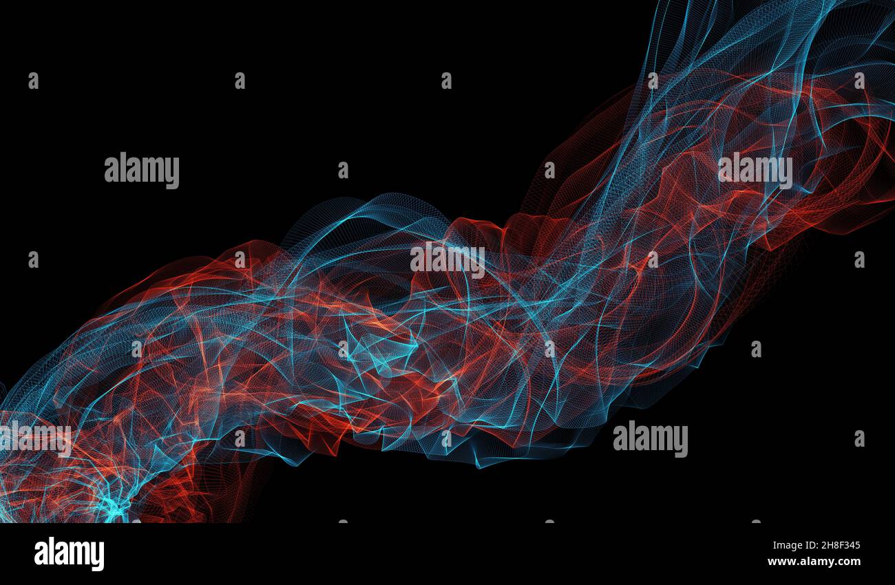 Abstract glowing lines background. Wavy form neon line structure. sound ...