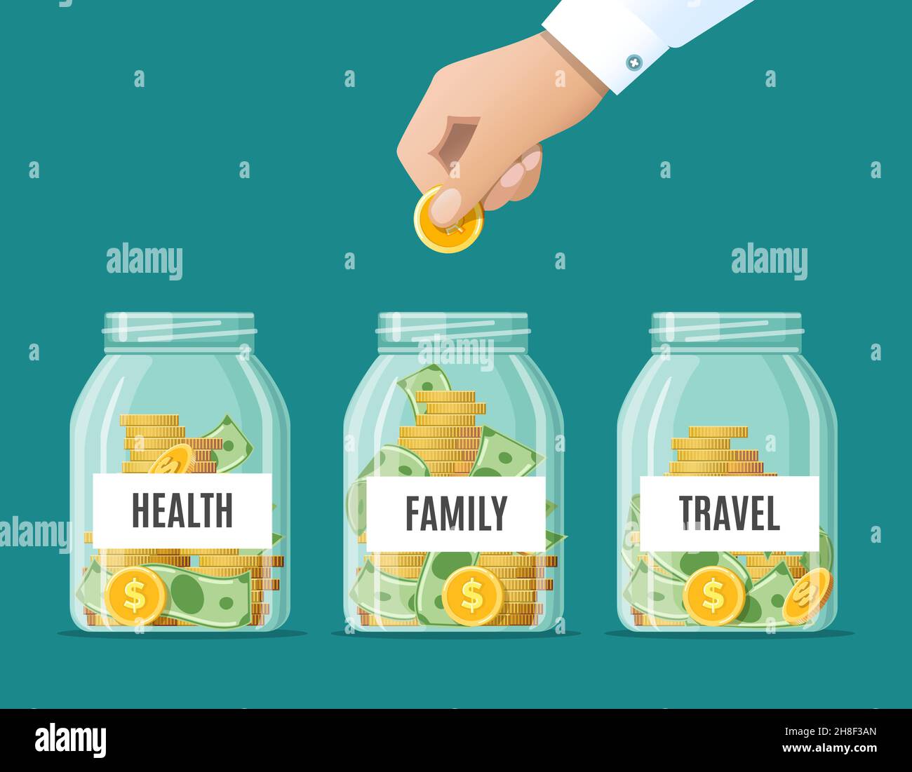 Hand concept save money Stock Vector Images - Alamy