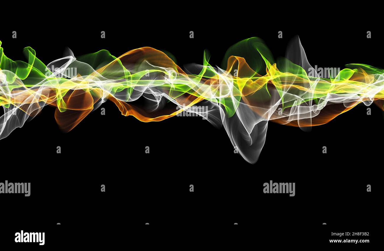 Abstract glowing lines background. Wavy form neon line structure. sound ...