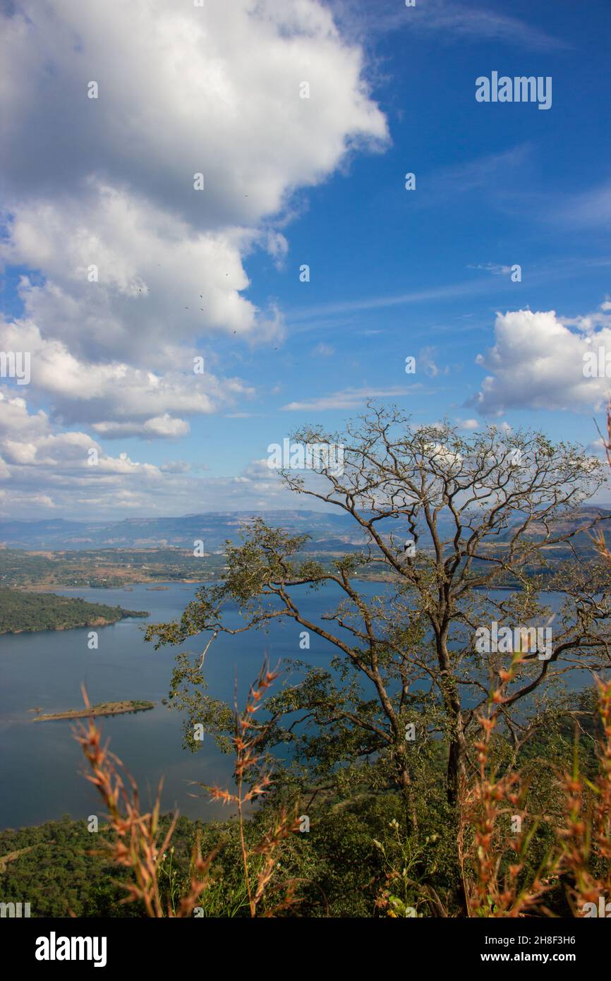 Vertical view of the Irshalgad Fort. Panvel city, Mumbai, Maharashtra ...