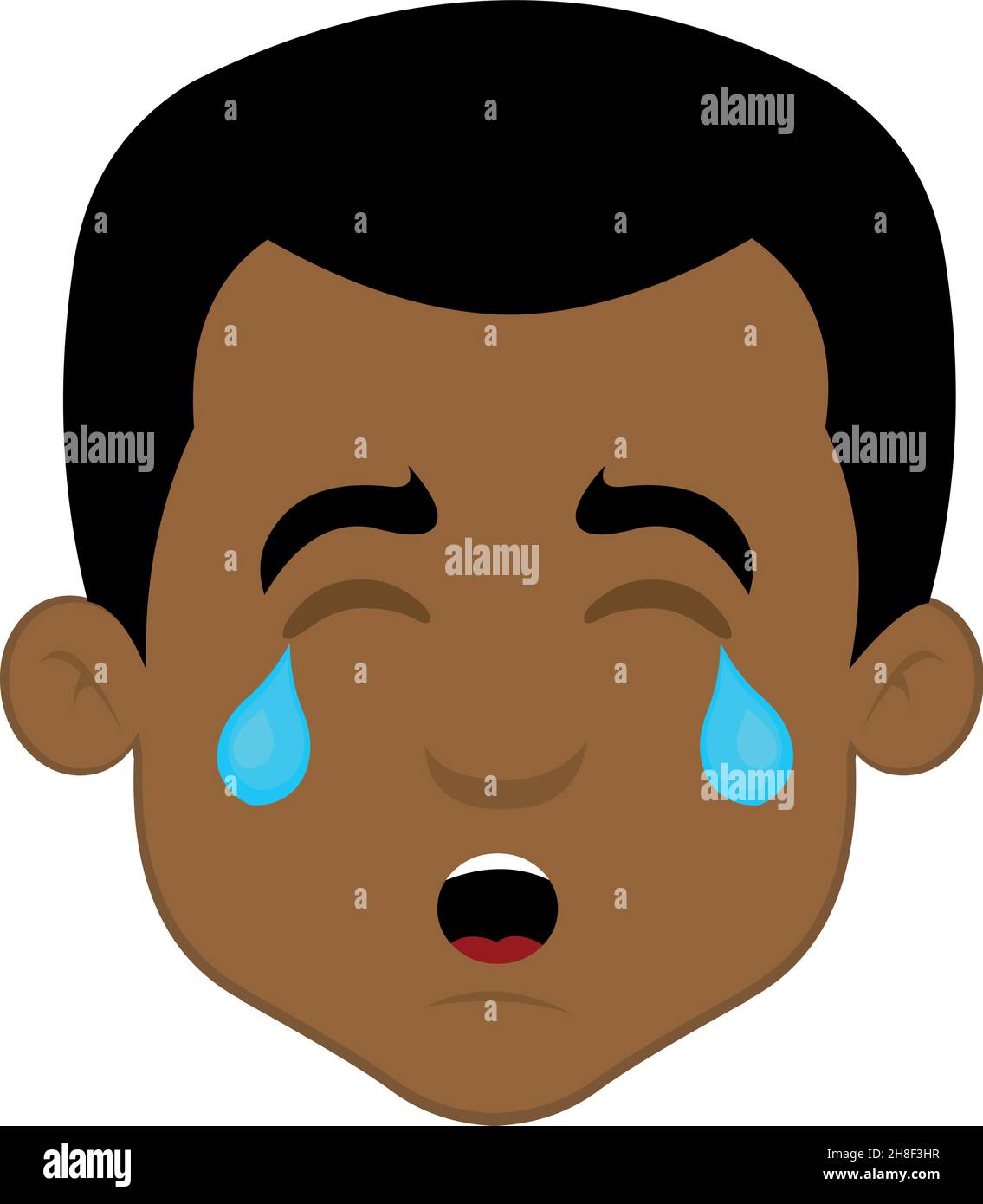 Vector illustration of a cartoon man's face with a sad expression ...