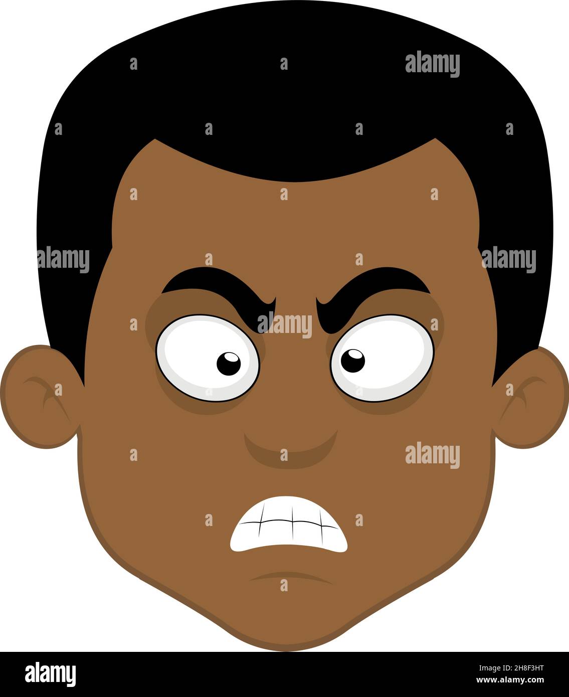Vector illustration of a cartoon man's face with an angry expression ...