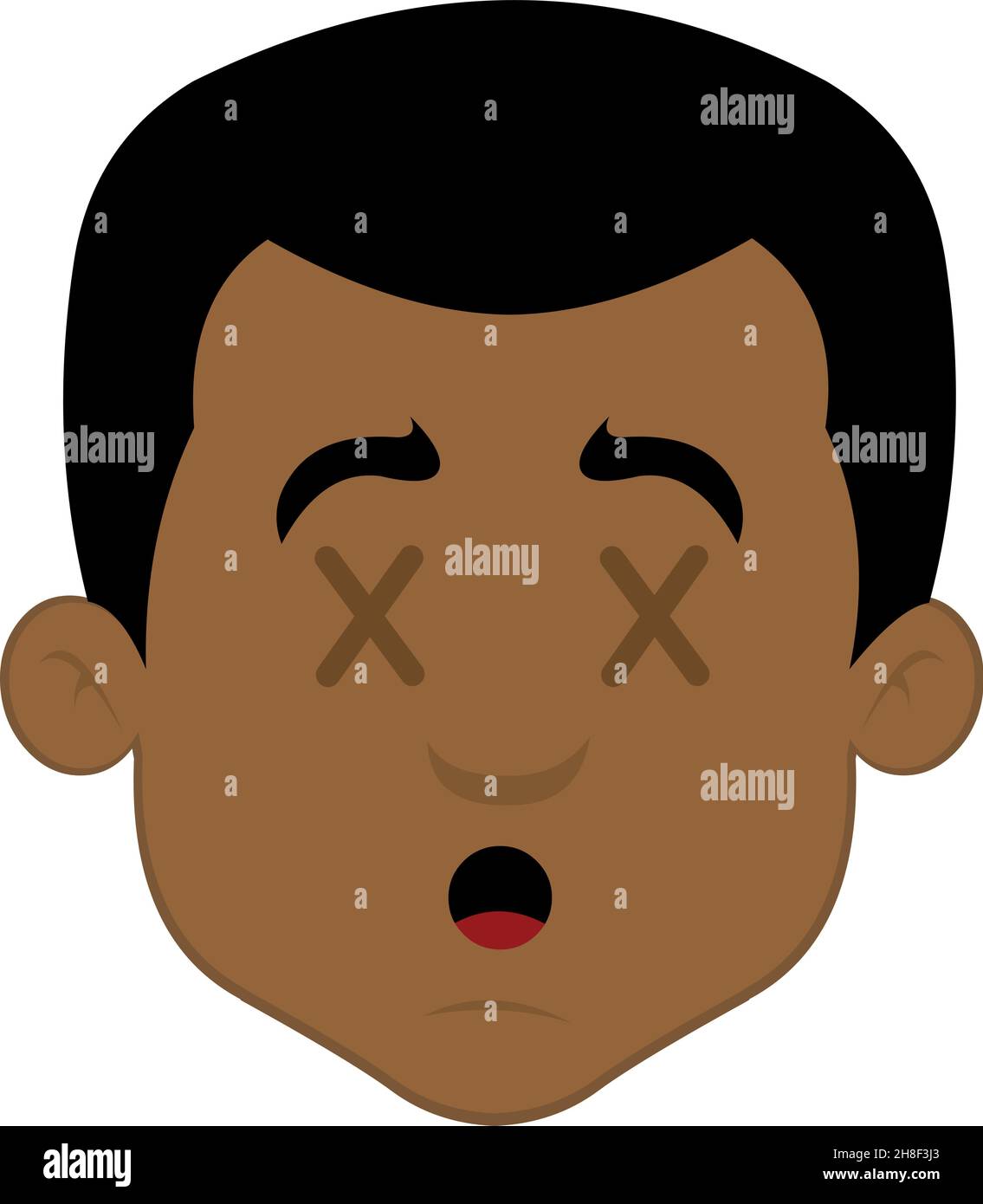 Vector illustration of the face of a cartoon man with crosses in his ...