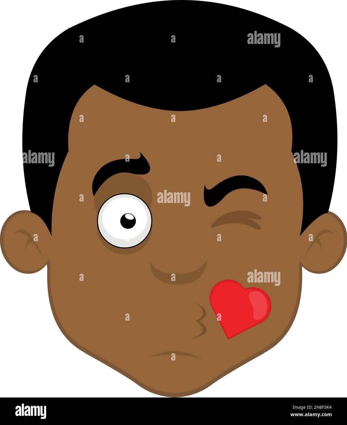 Vector illustration of the face of a cartoon man giving a heart-shaped ...