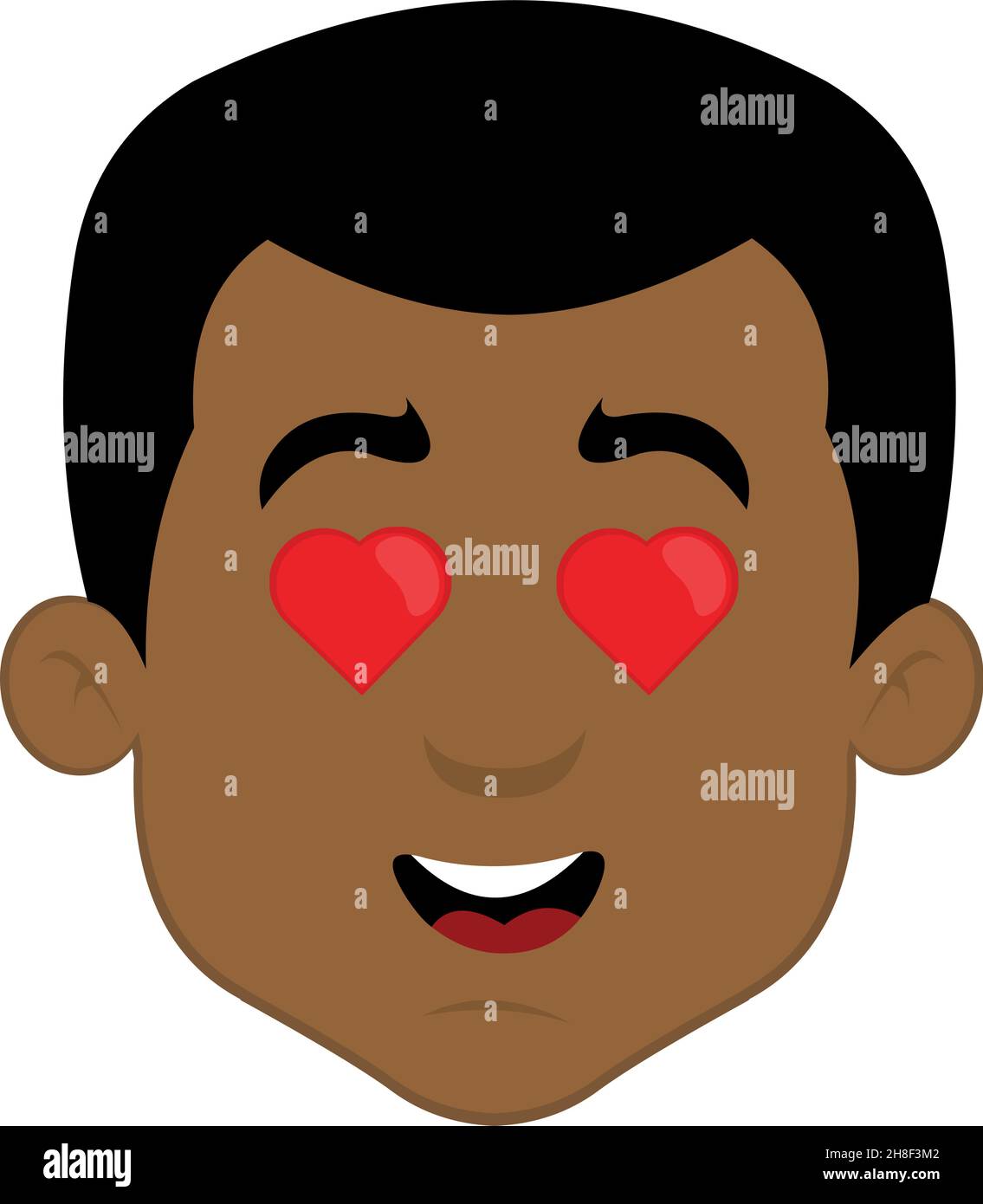 Vector illustration of the face of a cartoon man with heart-shaped eyes ...