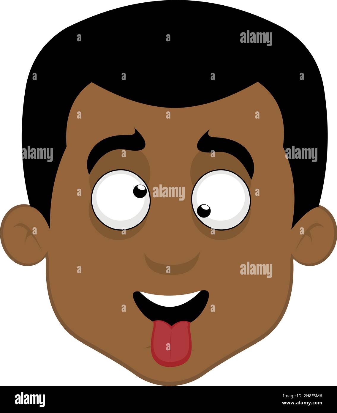 Vector illustration of a cartoon man's face with a crazy expression ...