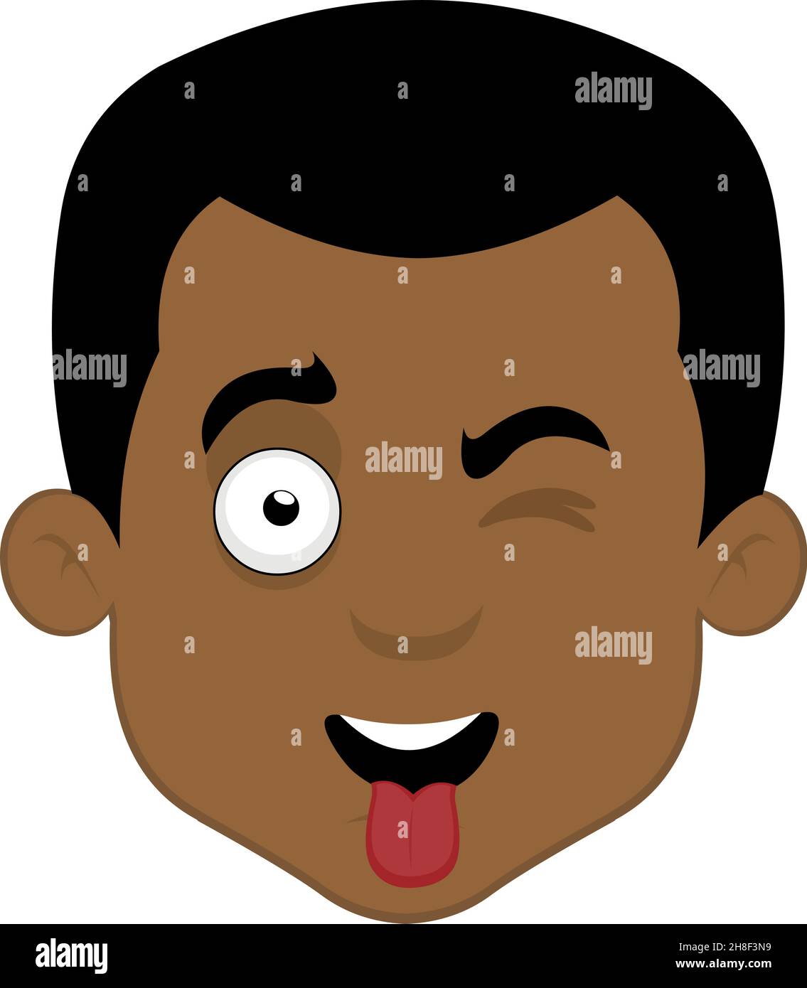 Vector illustration of a cartoon man's face winking with his tongue out ...