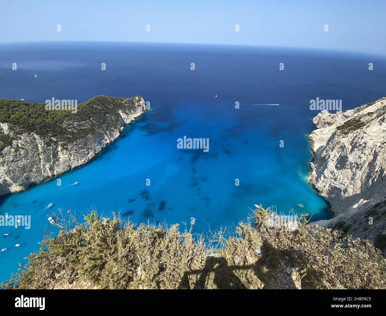 Scenic view of a beautiful sea with rocks and cliffs in Zakynthos ...