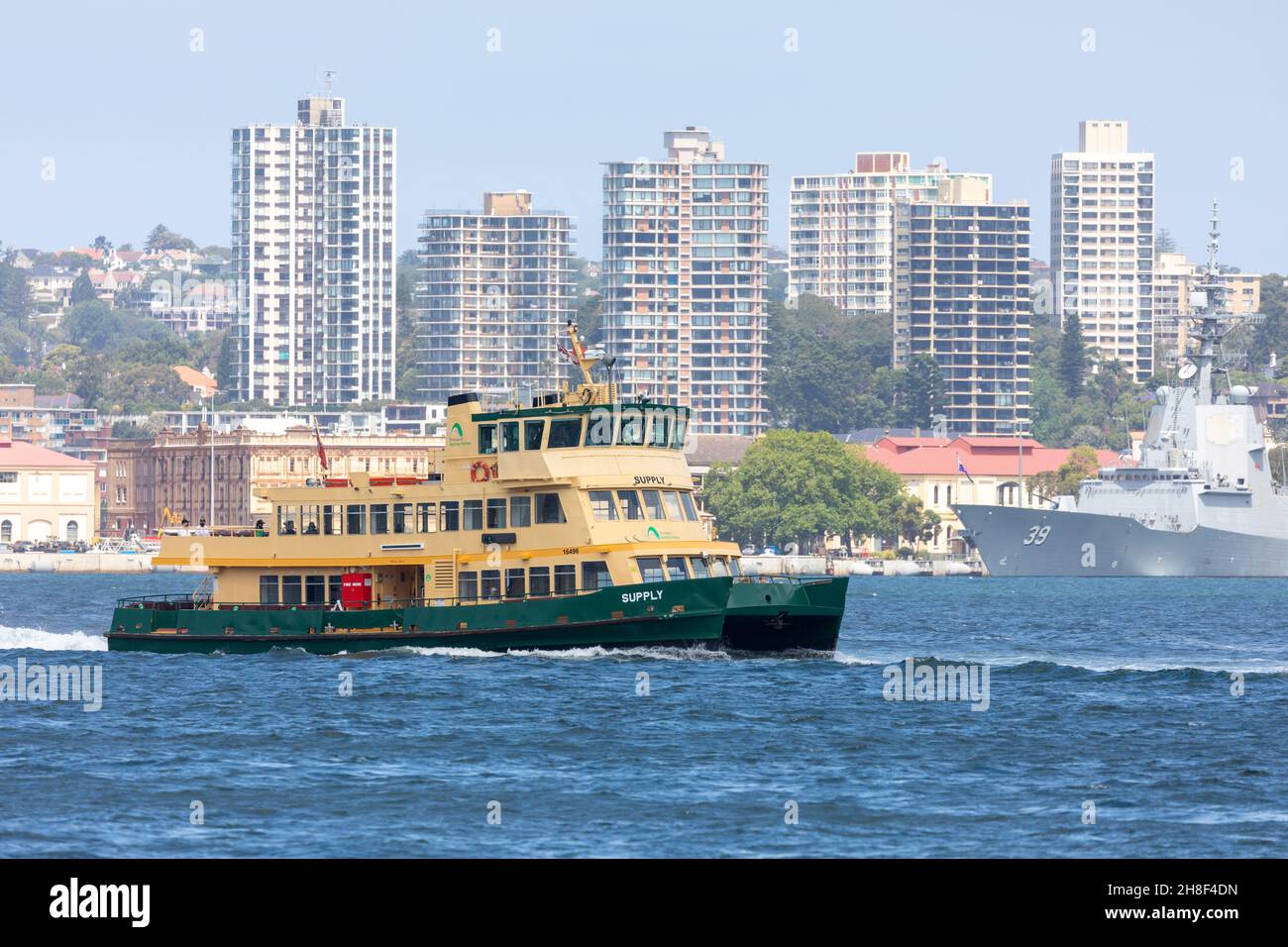 Supply a first fleet class Sydney ferry on Sydney Harbour passing ...