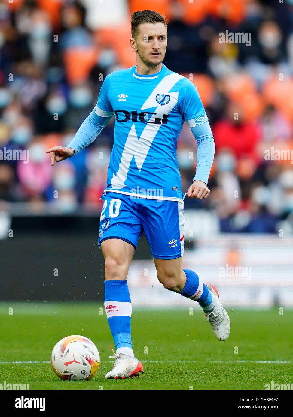 Ivan Balliu of Rayo Vallecano during the La Liga match between Valencia ...
