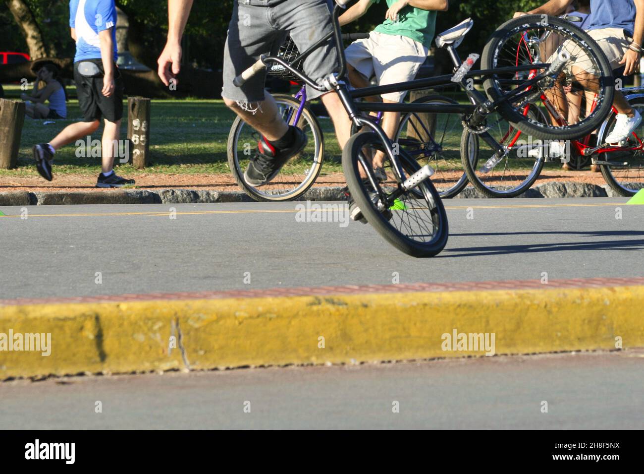 Teenager jumping on ramps in the street in Buenos Aires, Argentina ...