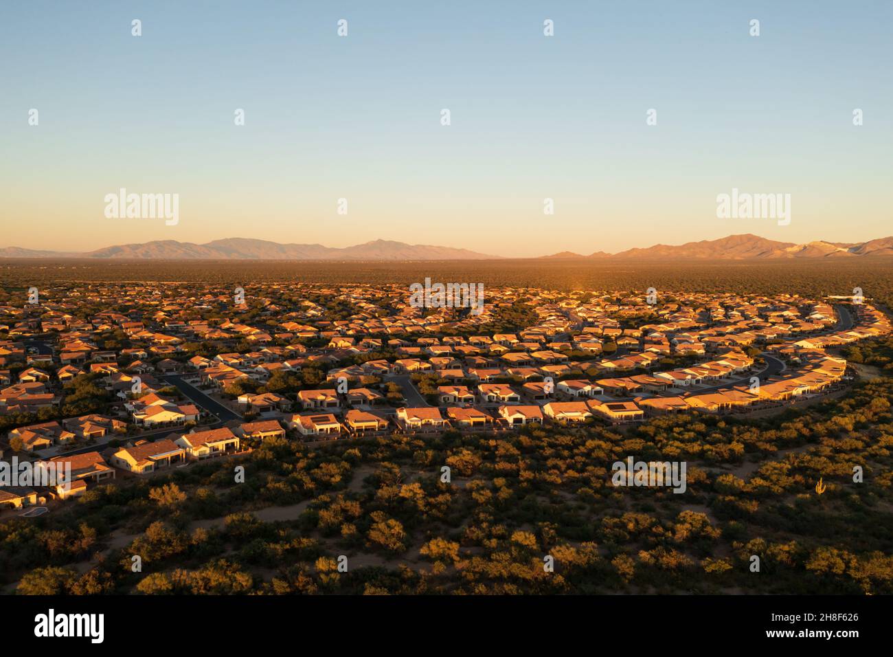 Aerial view of cookie cutter homes, drone Stock Photo - Alamy
